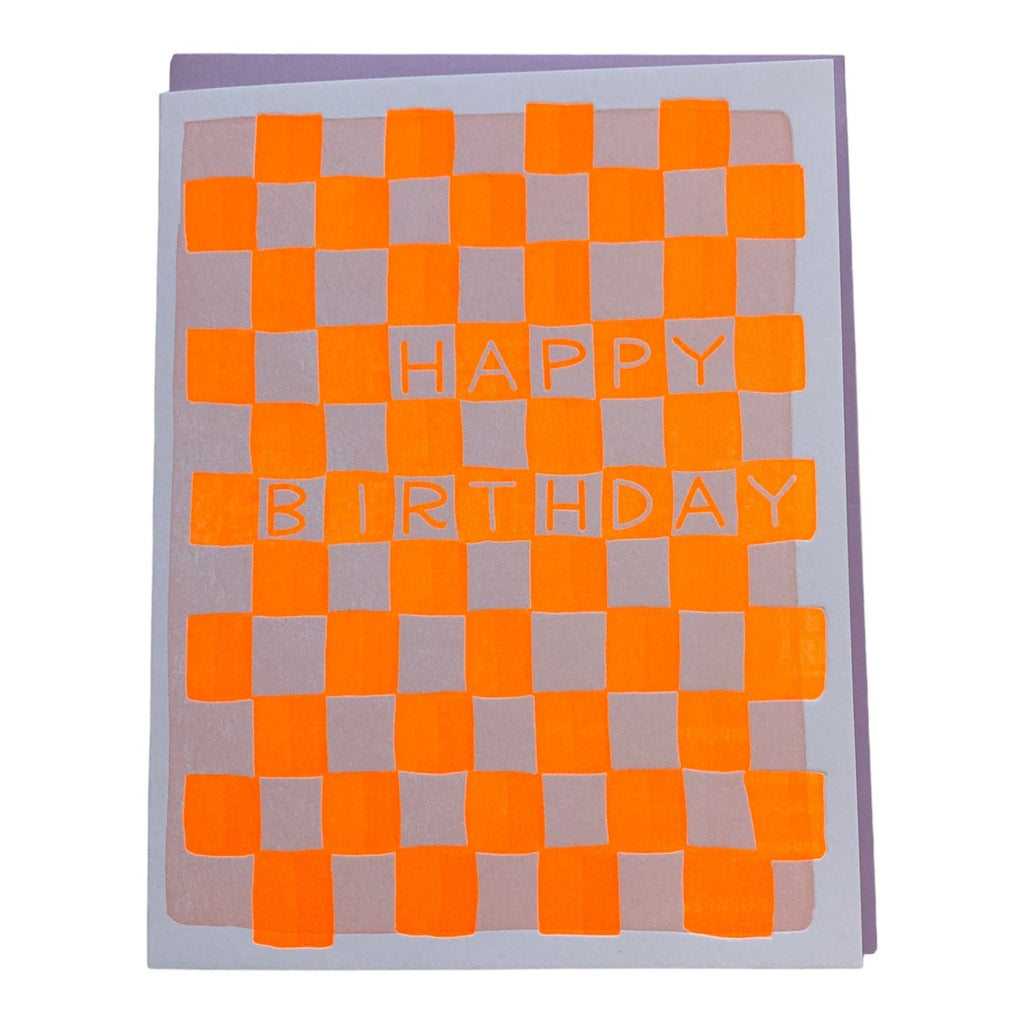 Happy Birthday Orange Checker Card – Little & Fox